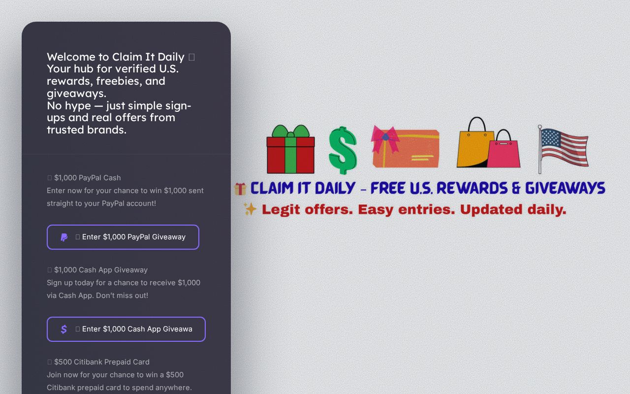Claim It Daily – Free U.S. Rewards & Giveaways